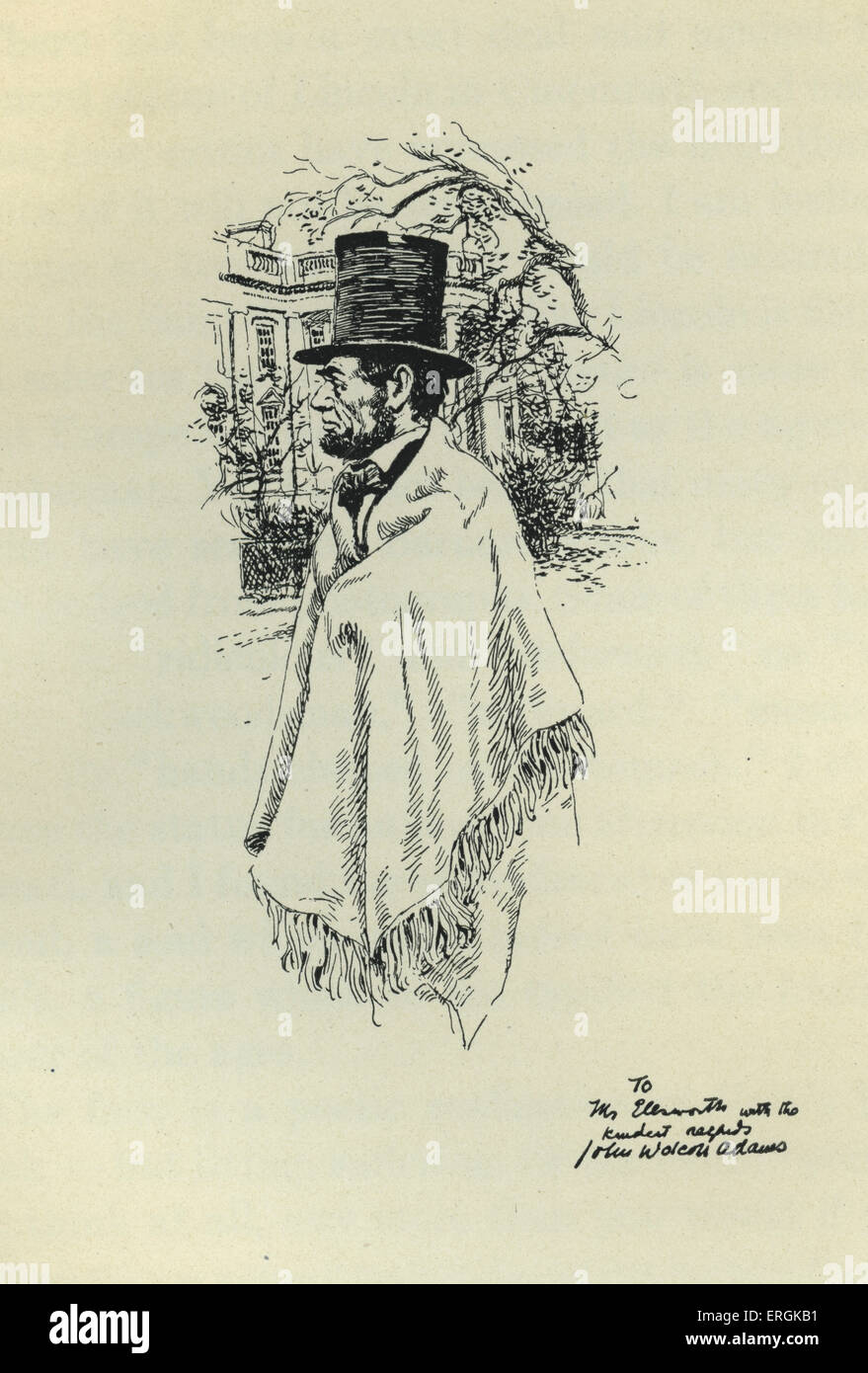 Abraham Lincoln (1809-1865). After a drawing given to Mr. Ellsworth ...