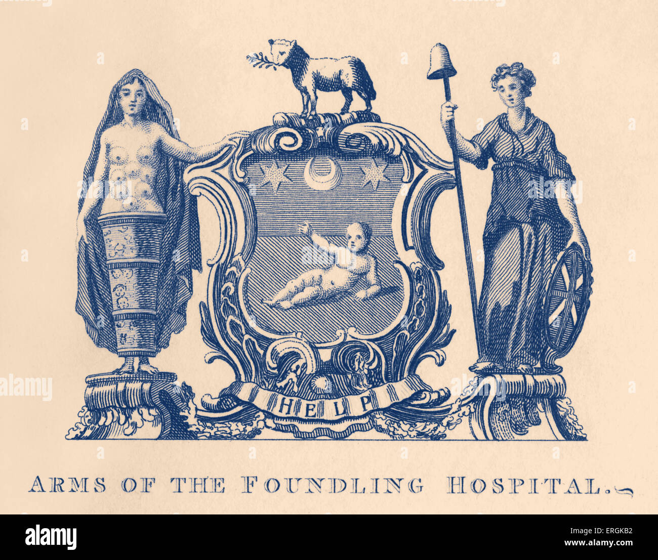 Arms of the Foundling Hospital by William Hogarth, 1739. Nature is on ...