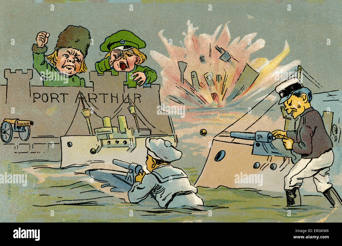 Japanese surprise attack at Port Arthur (1904). The Japanese raid on ...