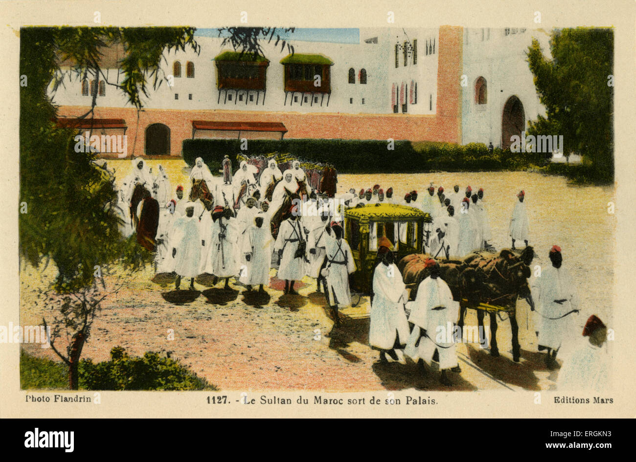 Sultan of Morocco outside his Palace, Rabat. Caption reads 'Le Sultan ...