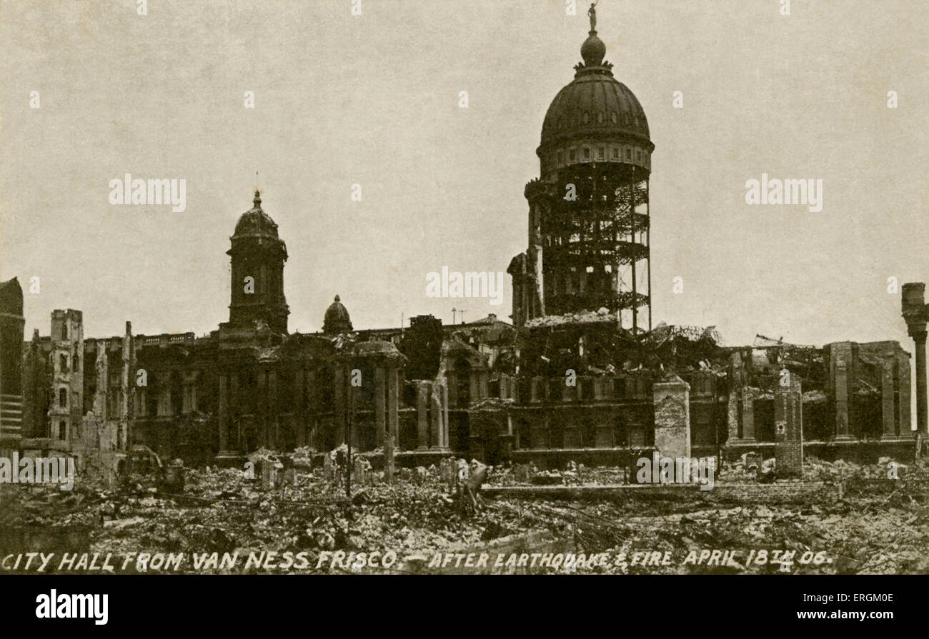 San Francisco earthquake of April 18th, 1906. The city hall, pictured ...