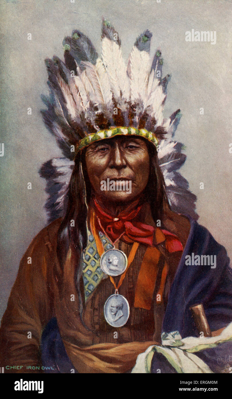 Chief Iron Owl of the Dakota tribe, taken in 1905 Stock Photo - Alamy