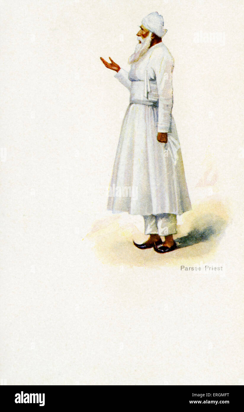 Portrait of a Parsee Priest. Illustration dating from early 20th ...