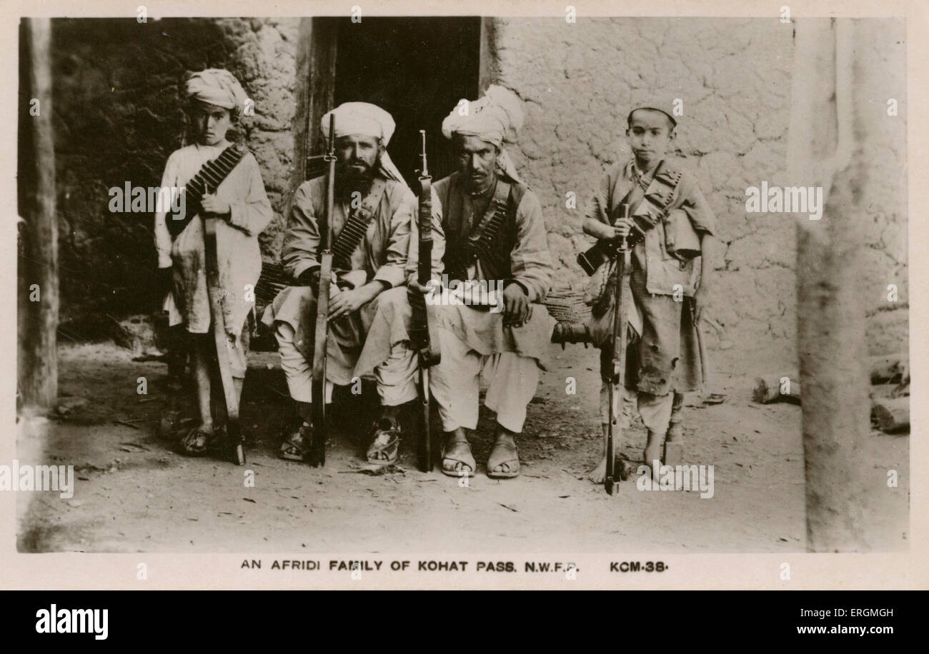 Armed Pakistani family at the Kohat pass, N.W.F.P. (North West Frontier ...