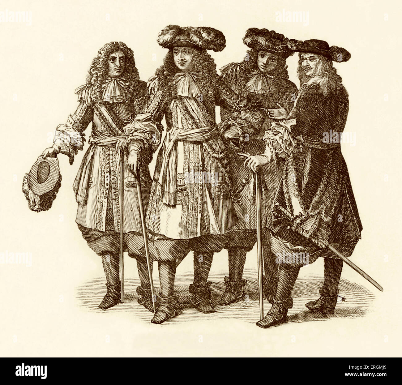 Louis XIV with officers and staff. Louis XIV (1638-1715), King of ...