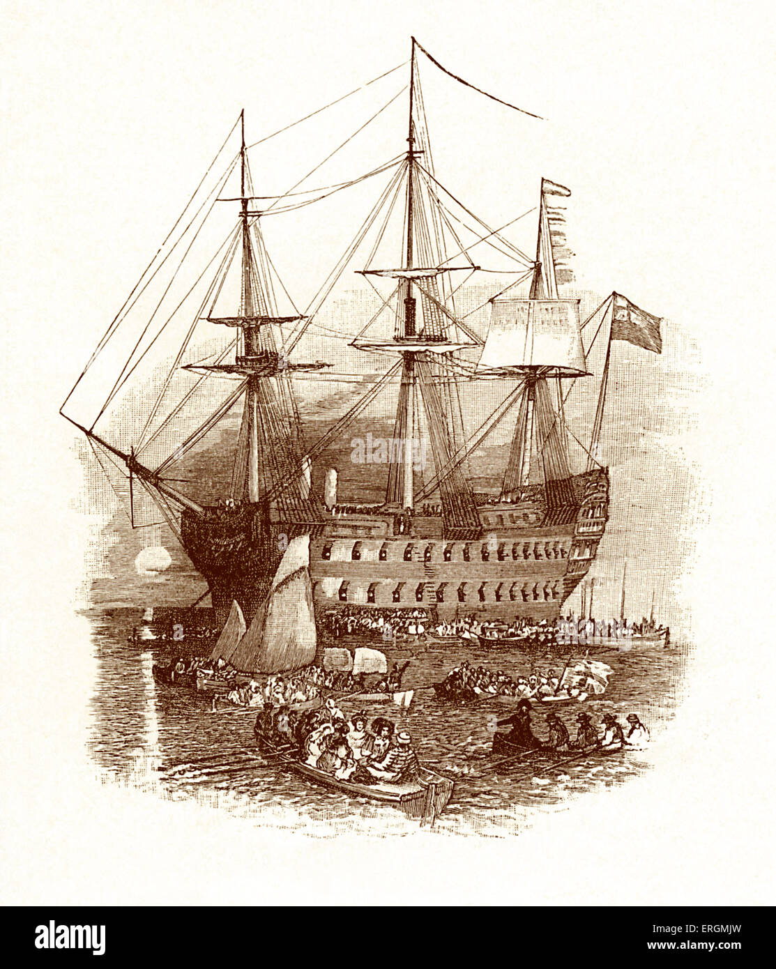 HMS Bellerophon, launched in 1786, served in the French Revolutionary ...