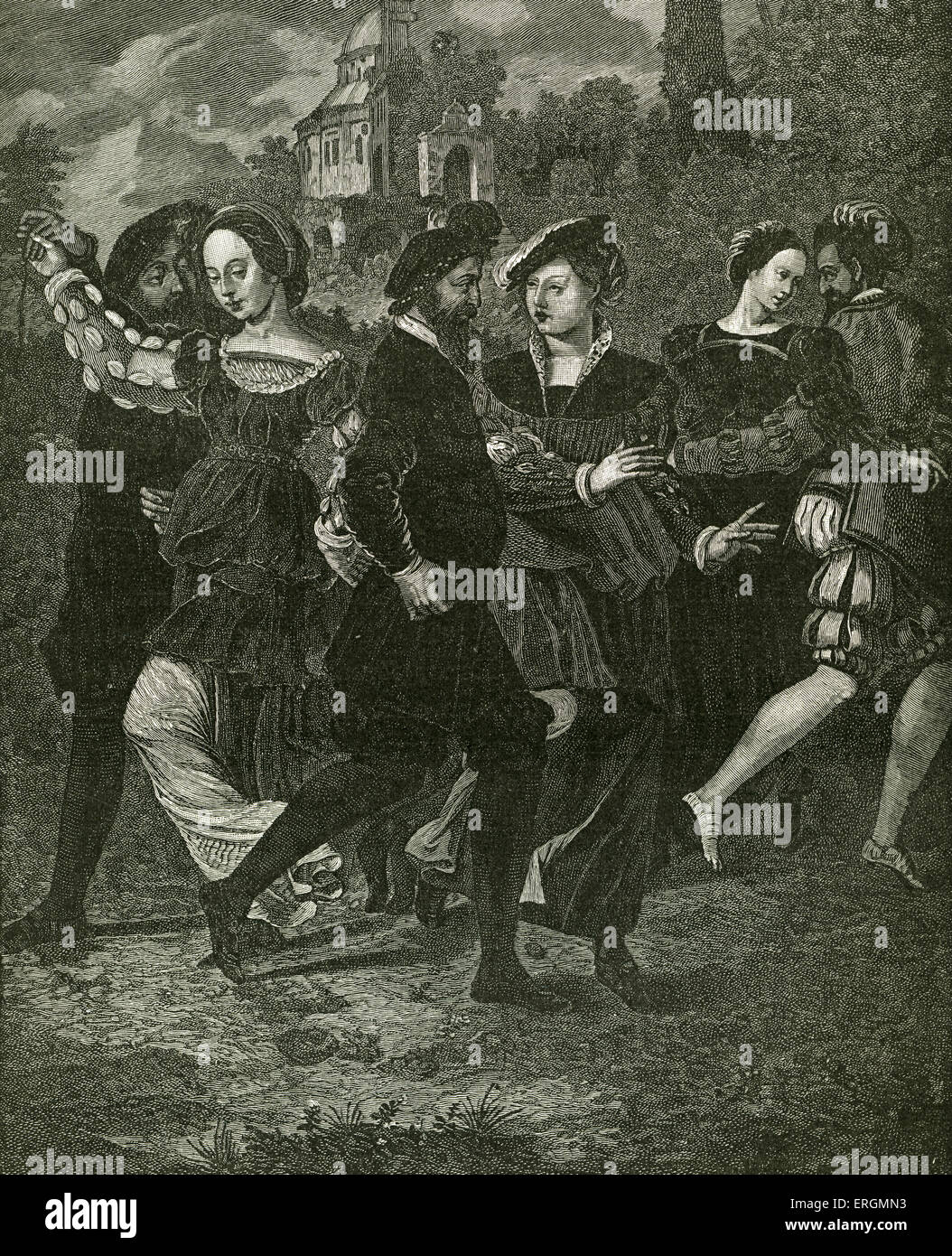 The Dancing Picture by Hans Holbein (1497-1543). Dancers are, from left ...