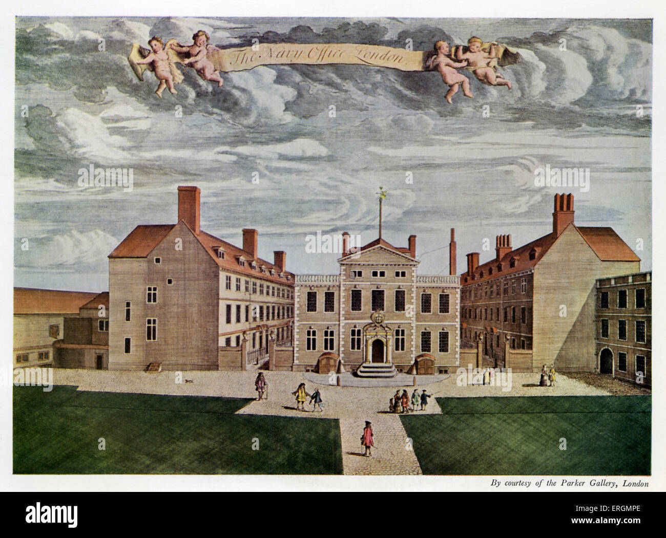 Navy Office, London. Engraving of the Naval Office where Samuel Pepys ...