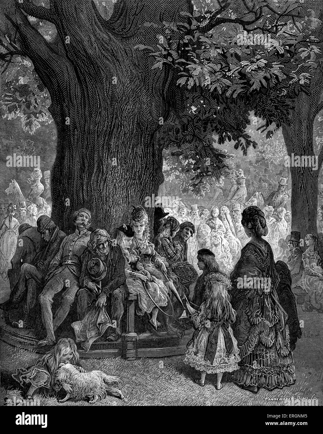 The Great Tree - Kensington Gardens. Engraving by Gustave Doré, from ...