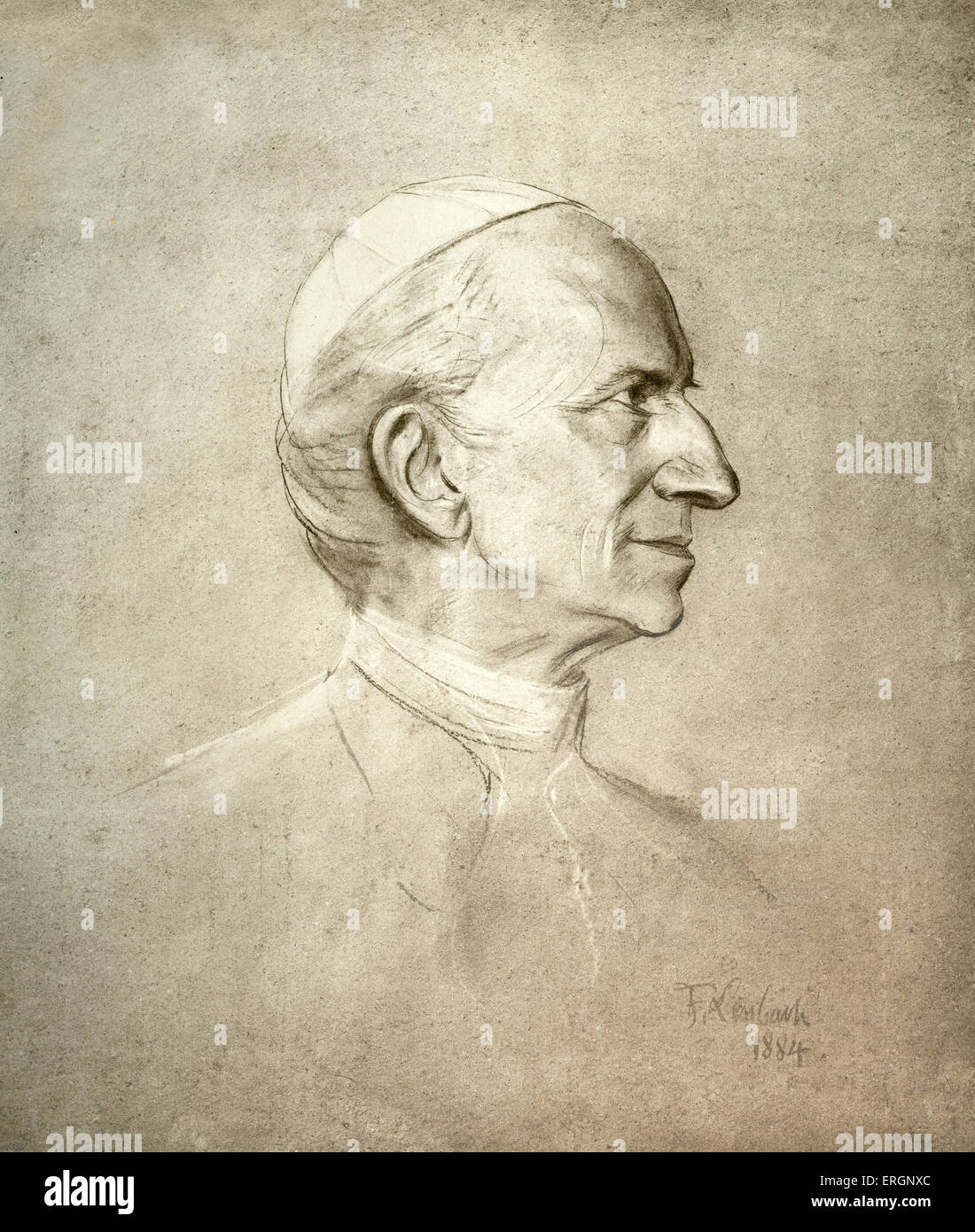 Pope Leo XIII, portrait by Franz Lenbach. Served from 20th February ...