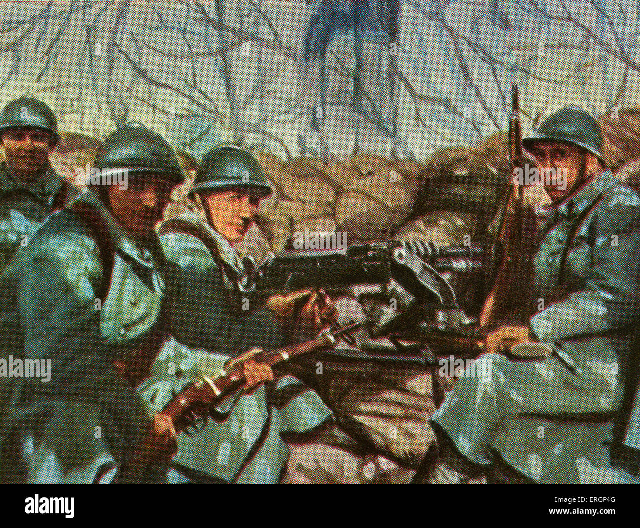 French infantrymen with light machine guns in a trench. (Source ...