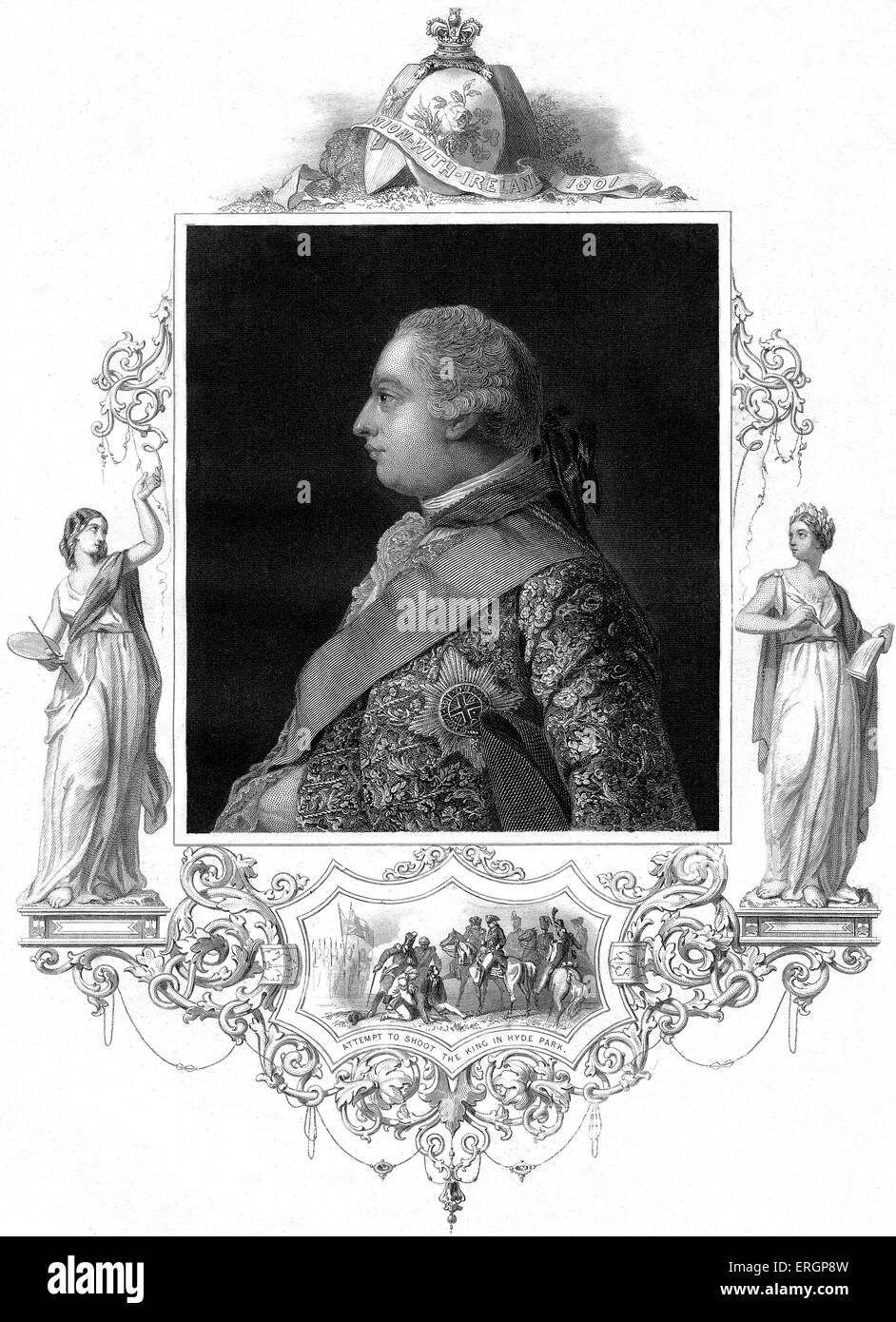King George III, portrait. King of the United Kingdom of Great Britain ...