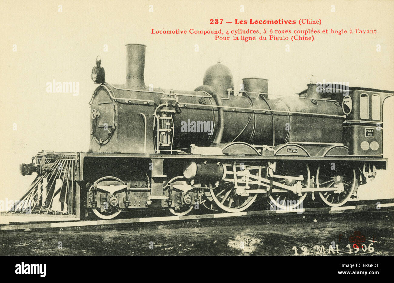 Chinese Steam Train, Pieulo railway line, 12 May 1906. Locomotive Stock ...