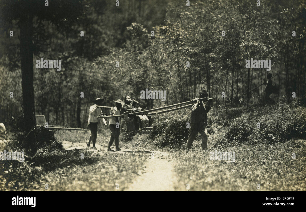 China , woman being carried in sedan chair Dated mid-1920s. Transport ...