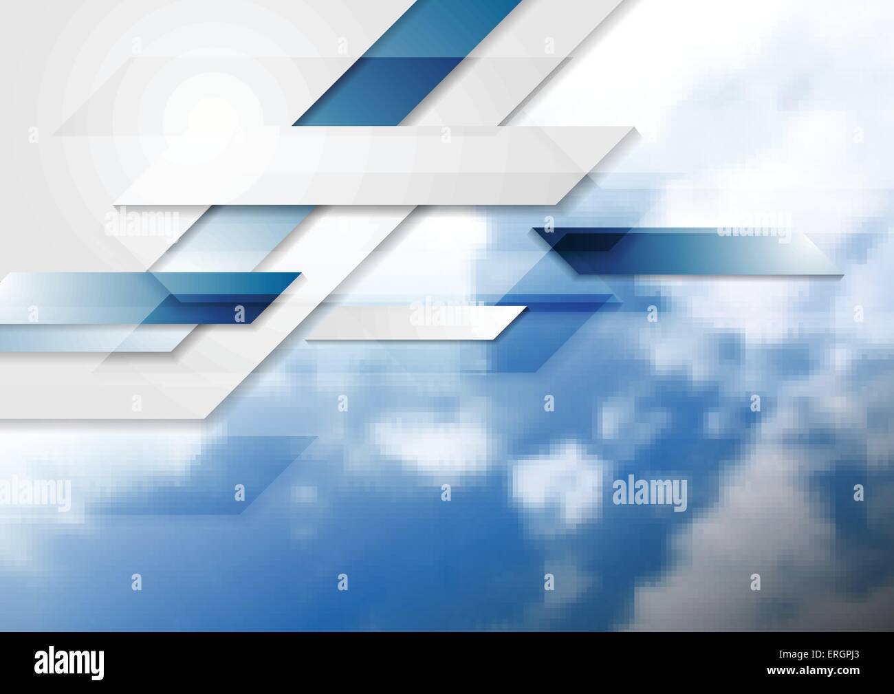 Blue shiny hi-tech background and cloudy sky. Vector design Stock ...