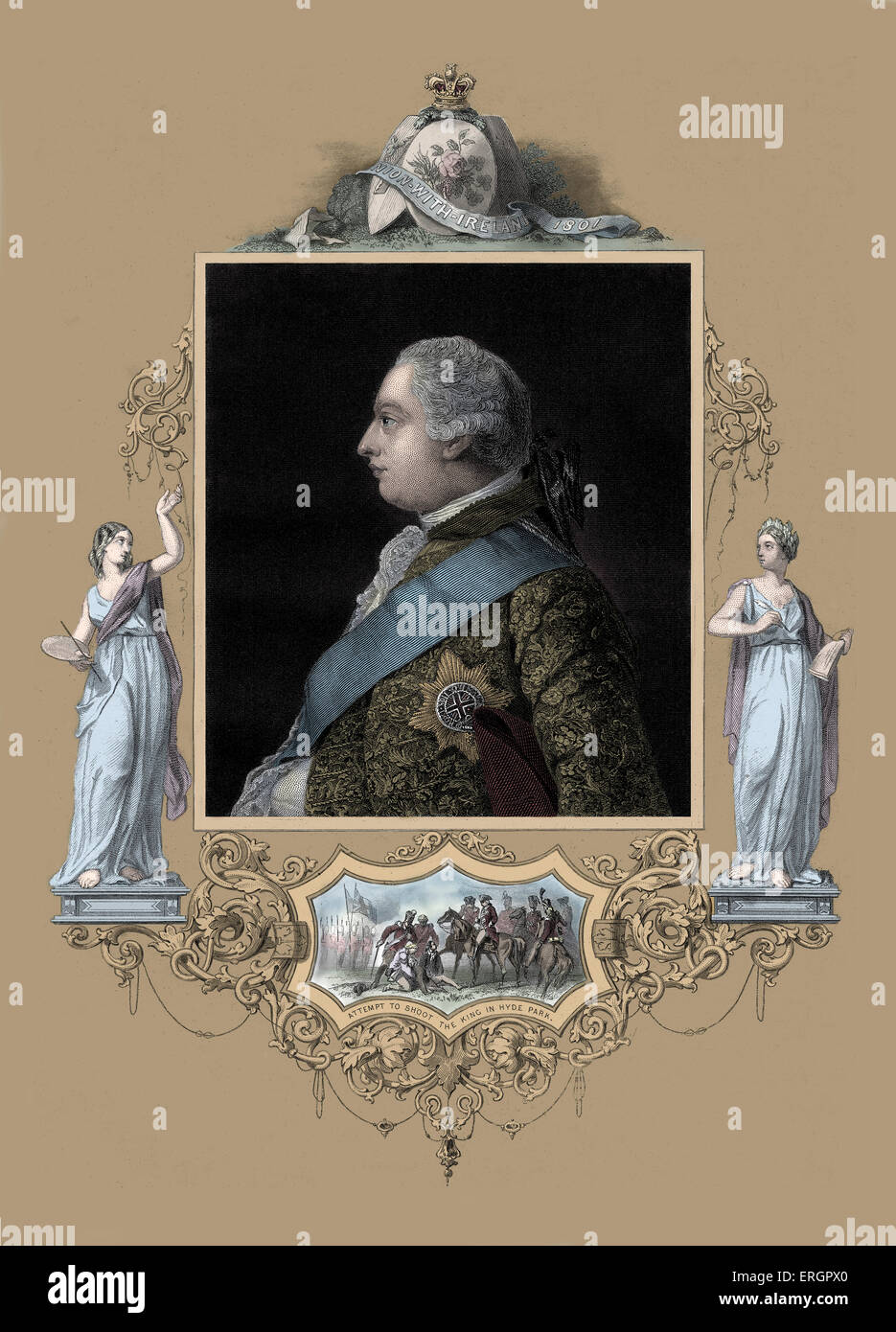 King George III, portrait. King of the United Kingdom of Great Britain ...