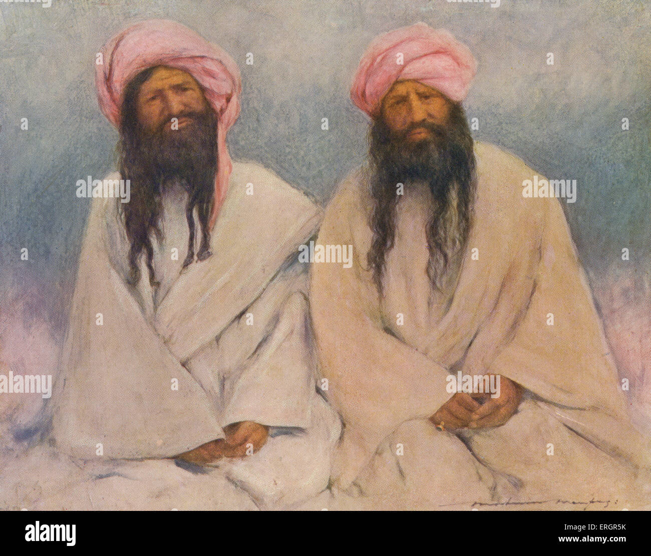 Portrait of two Baluchi chiefs, members of a tribal society native to ...