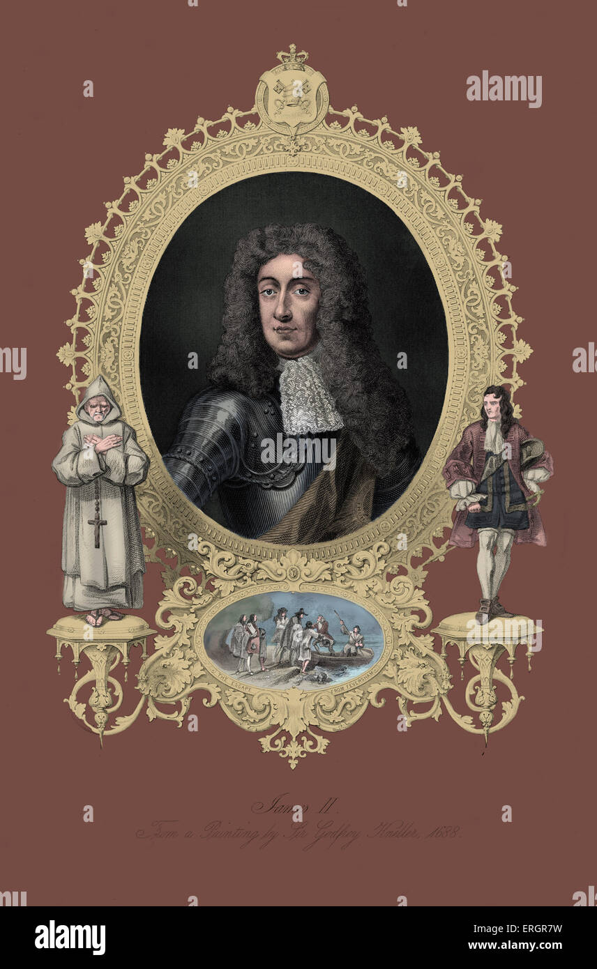 James II, portrait. King of England and Ireland as James II and King of ...