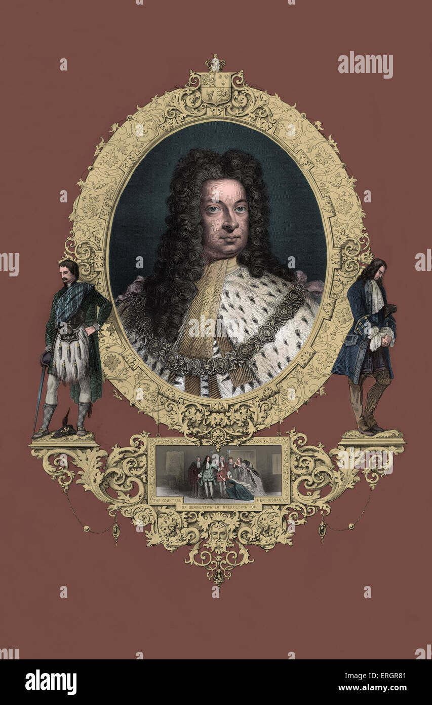 King George I, portrait, after a painting by Sir Godfrey Kneller. King ...