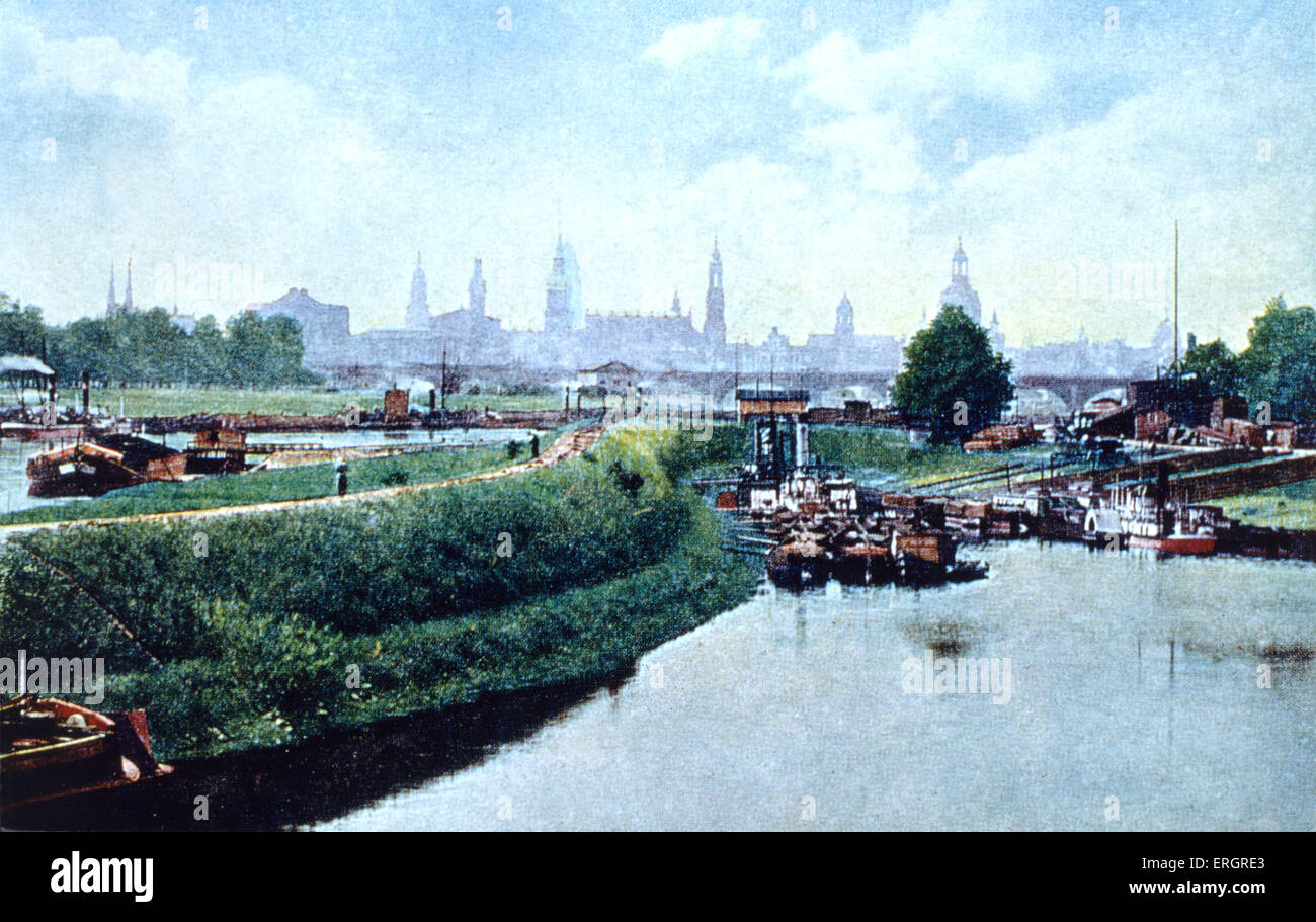 PRAGUE - banks of the river Vltava running through the city. Church ...