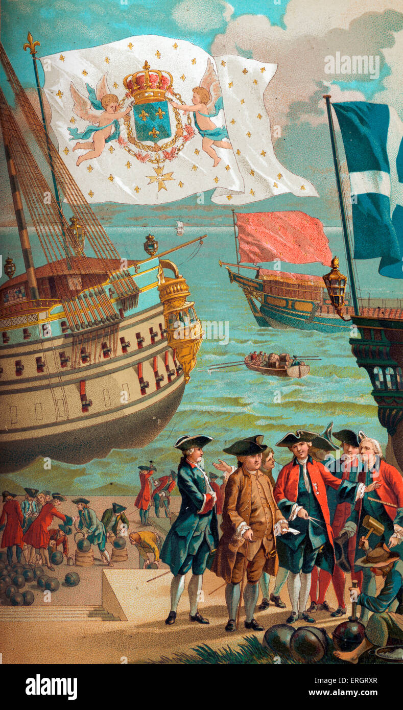 The Royal Flag of France (national flag), galley flag (red) and flag of ...