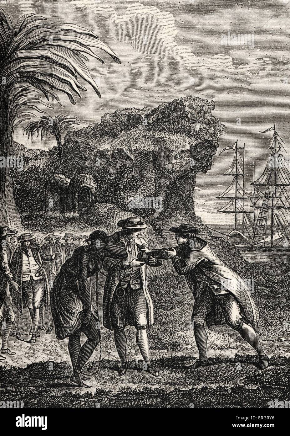 French colonialisation: the sale of a black slave, during the 18th ...