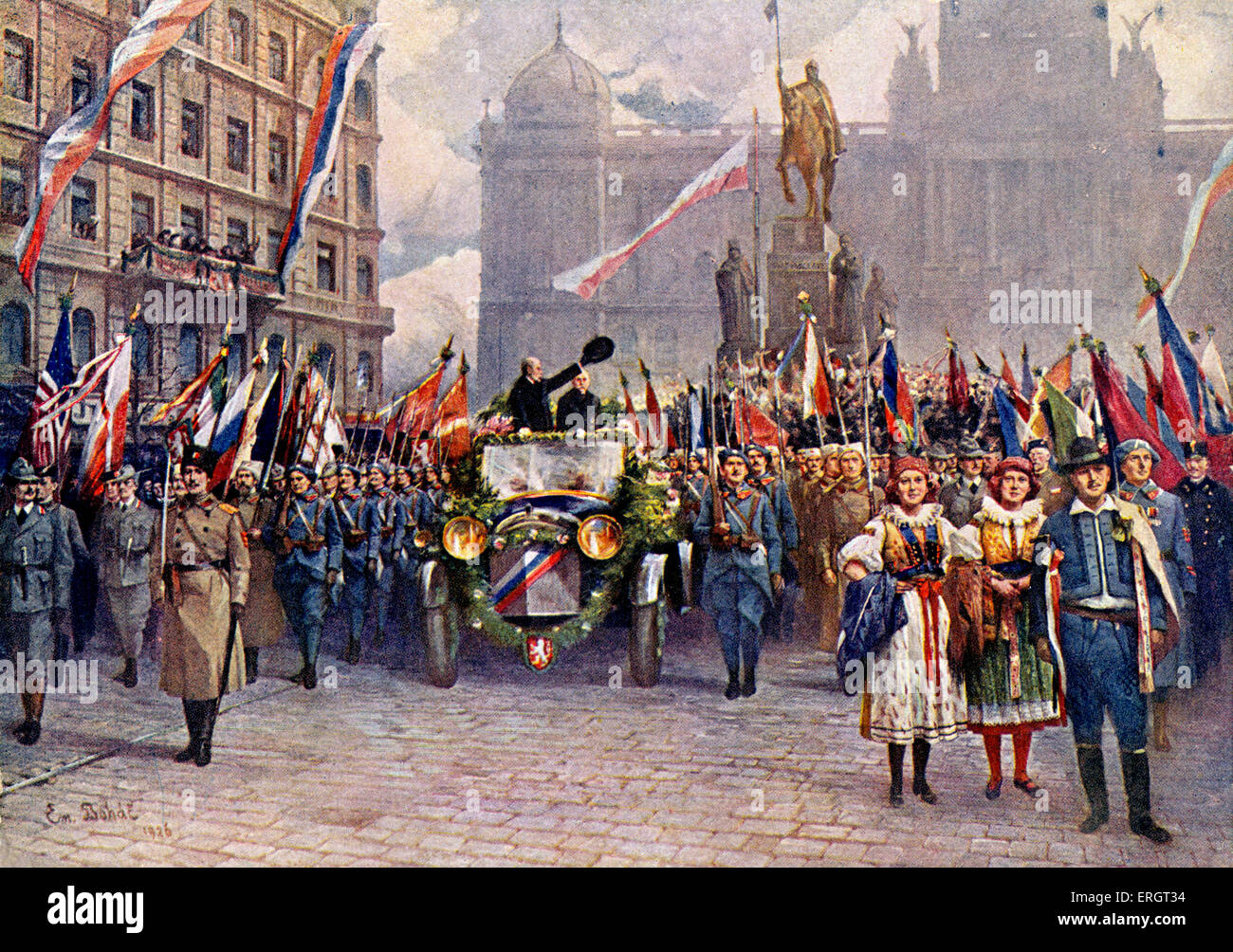 Tomas Garrigue Masaryk - entry into Prague, 1918. Campaigner for Czech ...