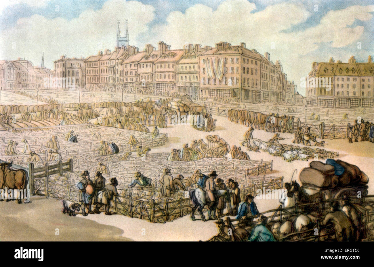 Smithfield Meat Market London C 1816 By Thomas Rowlandson English Illustrator 1756 1827