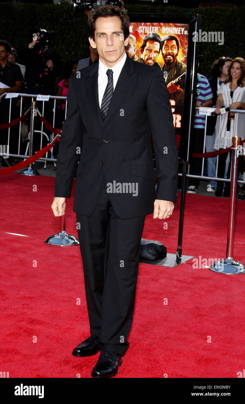 Ben Stiller at the Los Angeles premiere of 'Tropic Thunder' held at the ...