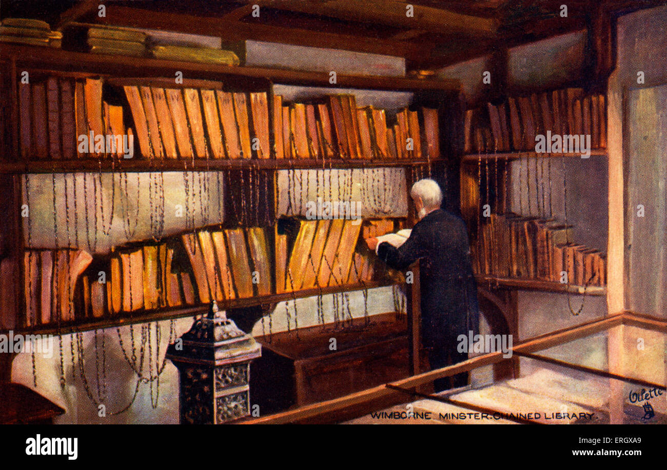 Wimborne Minster Chained Library: In the old Treasury, founded in 1637 ...