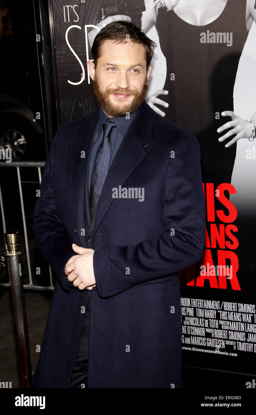 Tom Hardy at the Los Angeles premiere of 'This Means War' held at the ...