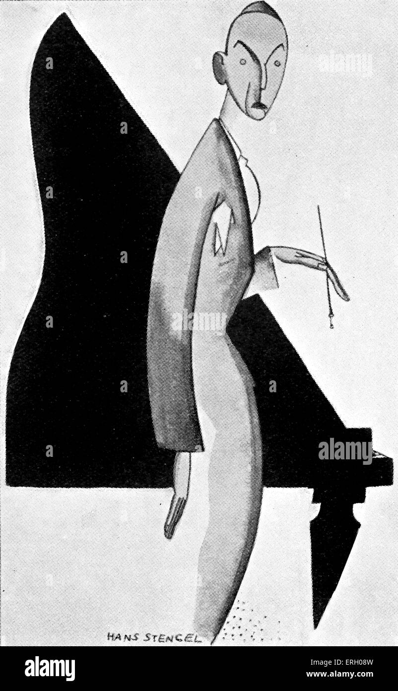 Noel Coward caricature by Hans Stengel. Capion reads 'Philosopher of Us ...