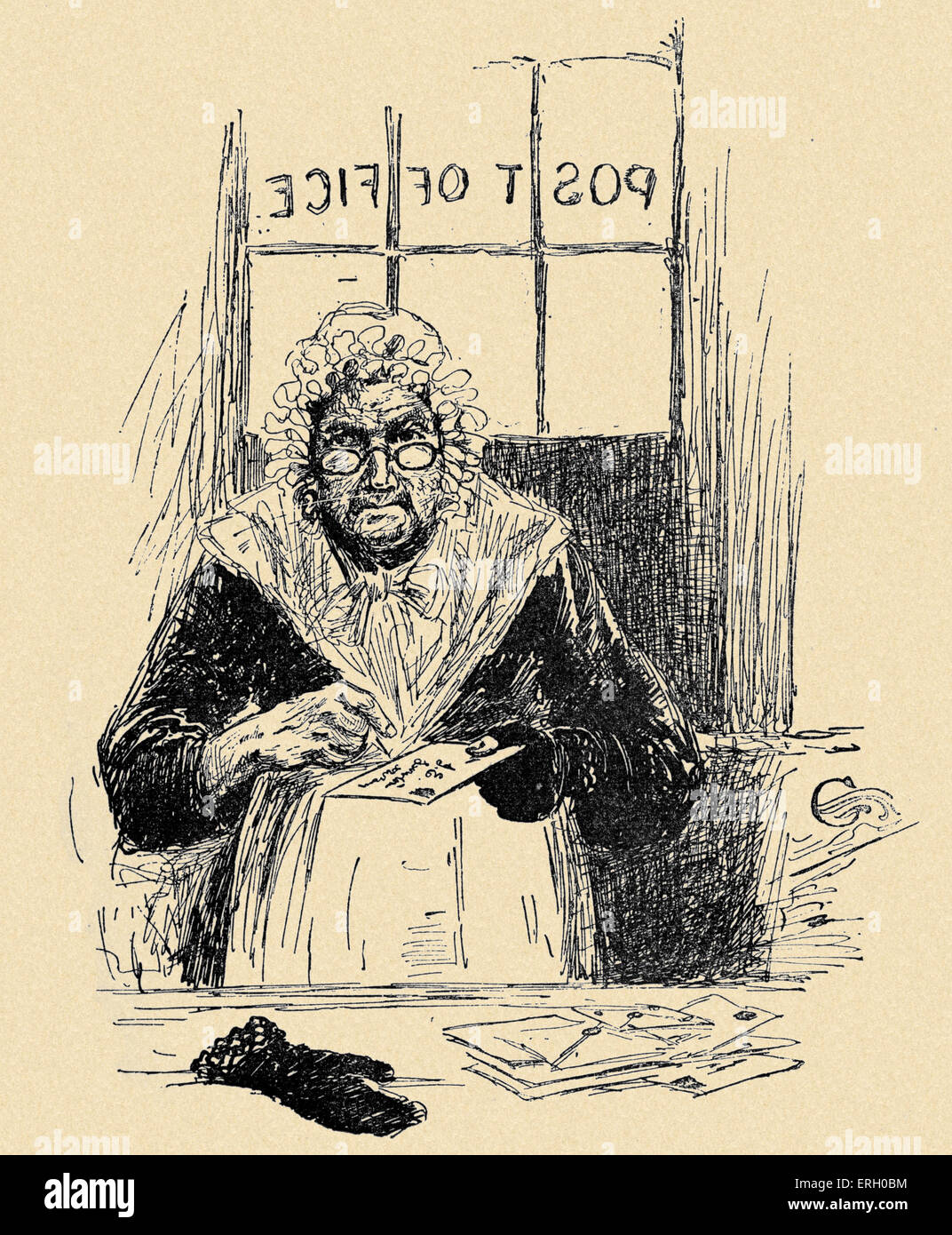 Jane Eyre by Charlotte Brontë. Caption reads: 'She peered at me over ...