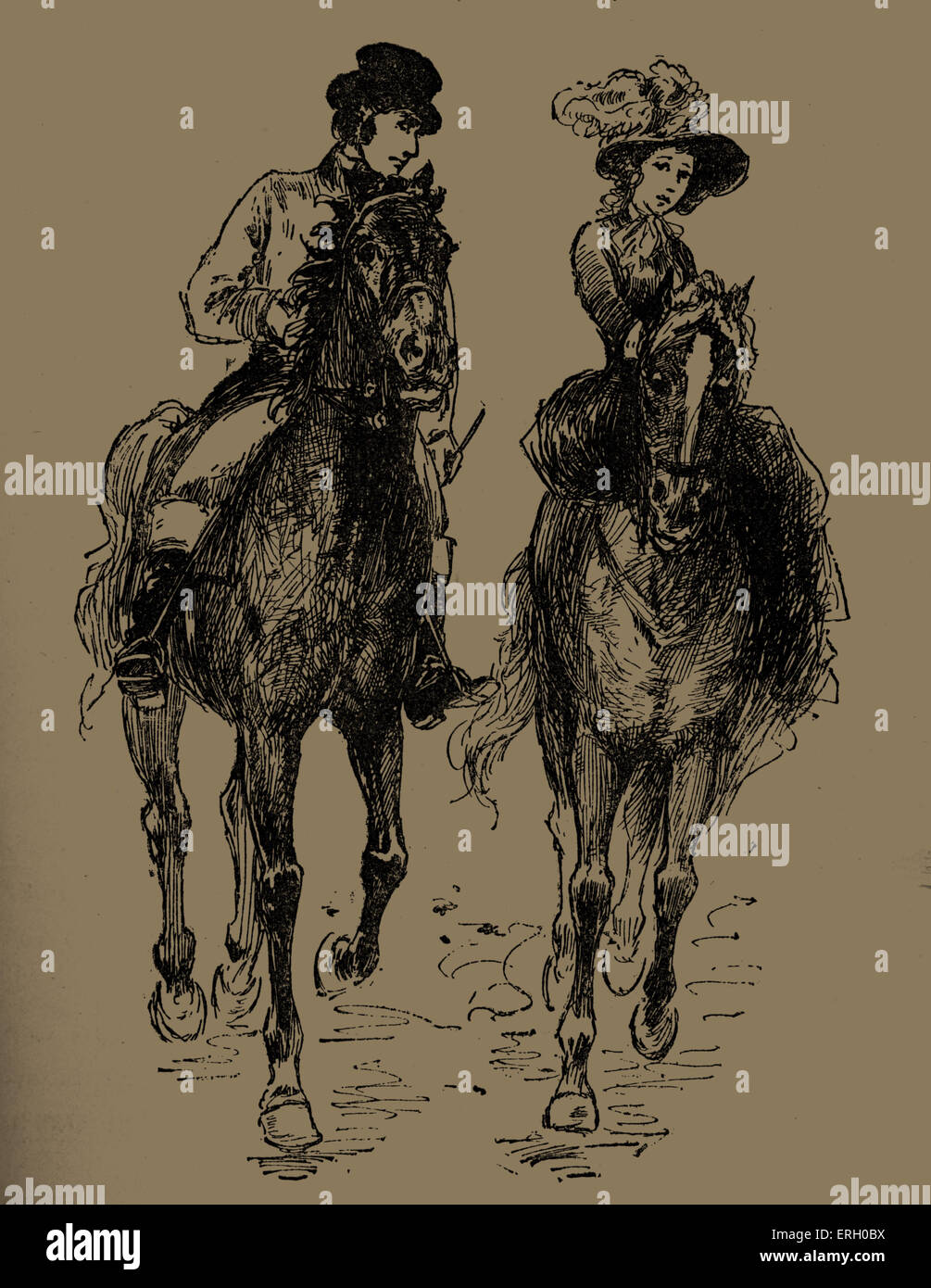 Jane Eyre by Charlotte Brontë. Caption reads: 'Mr Rochester galloped at ...