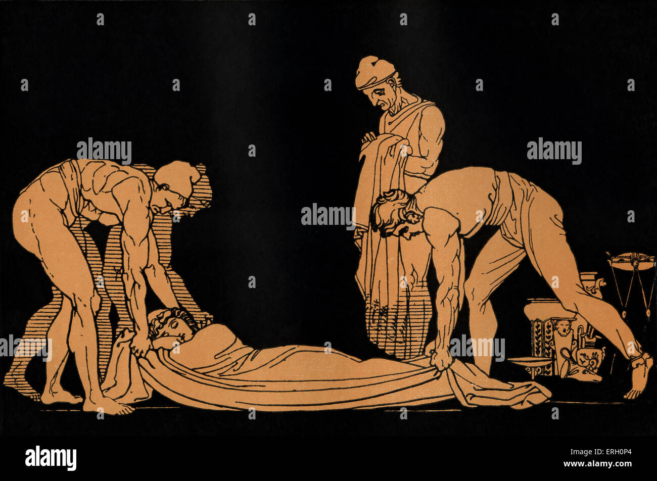 Homer, The Odyssey. Caption reads: Ulysses asleep laid on his own coast ...