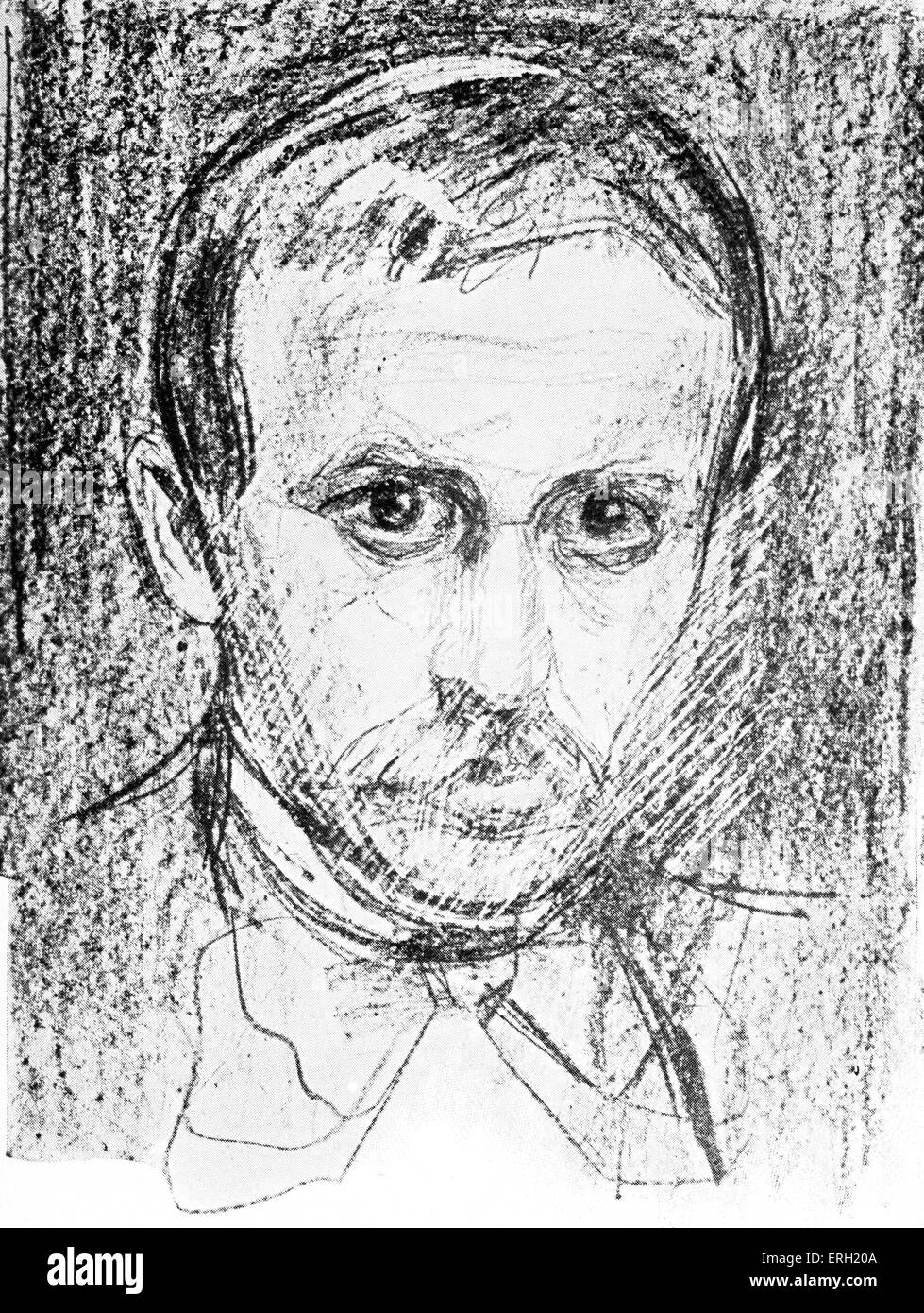 Sigbjorn Obstfelder. . Drawing by Edvard Munch. Norwegian writer 1866 ...