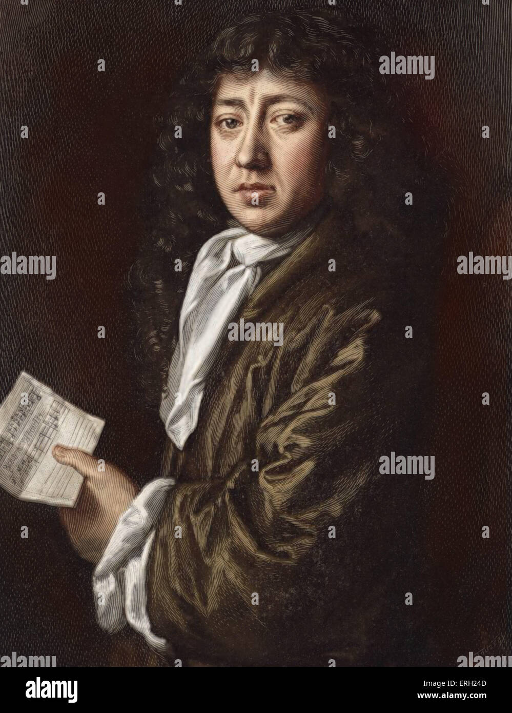 Samuel Pepys - portrait holding score after the painting by John Hayls ...