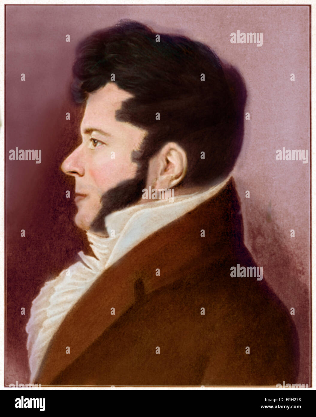 Stendhal (pseudonym for Henri Beyle) - profile portrait. French ...