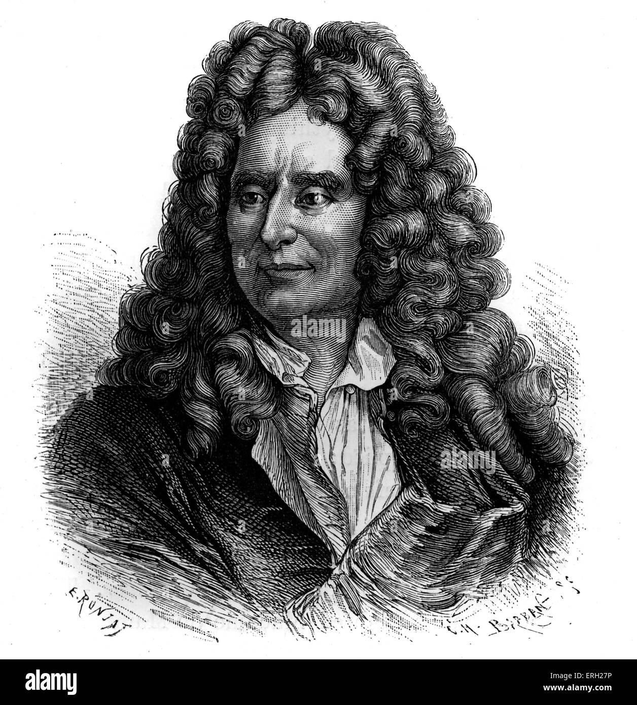 Nicolas Boileau-Despréaux. French poet - portrait - after the portrait ...