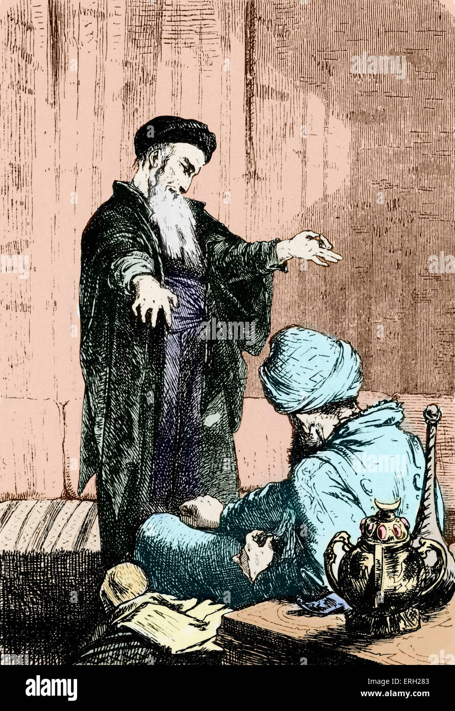 Gotthold Ephraim Lessing - illustration of a scene from the play Nathan ...