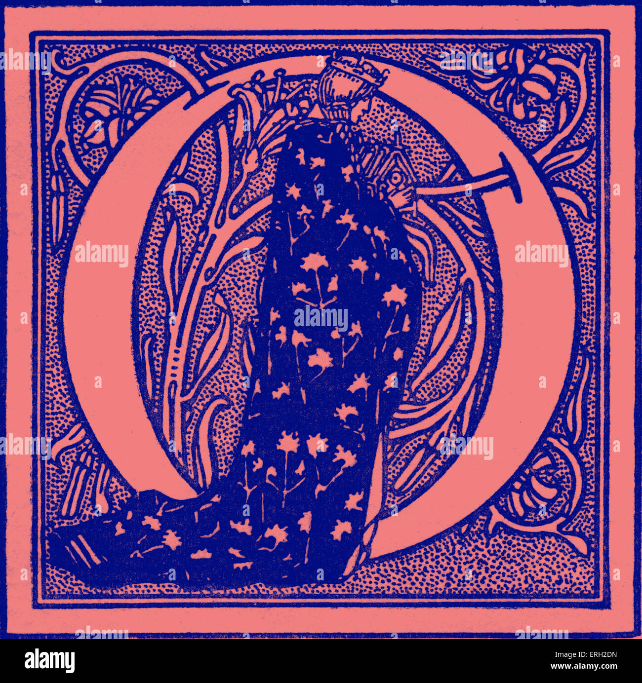 Illuminated letter 'O ' - from The Romance of Tristram and Iseut ...