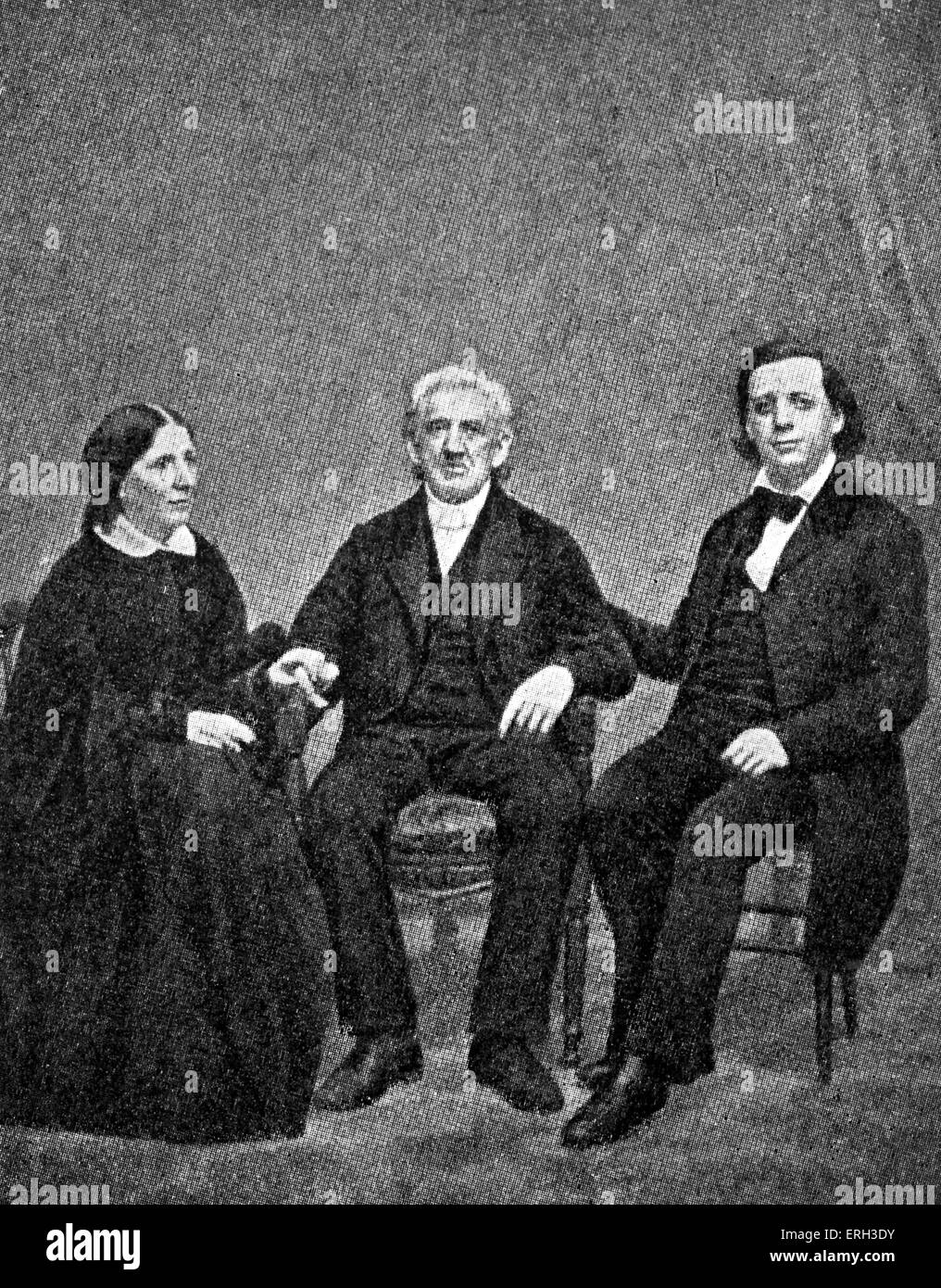 Harriet Beecher Stowe, seated with brother Henry Ward Beecher and ...
