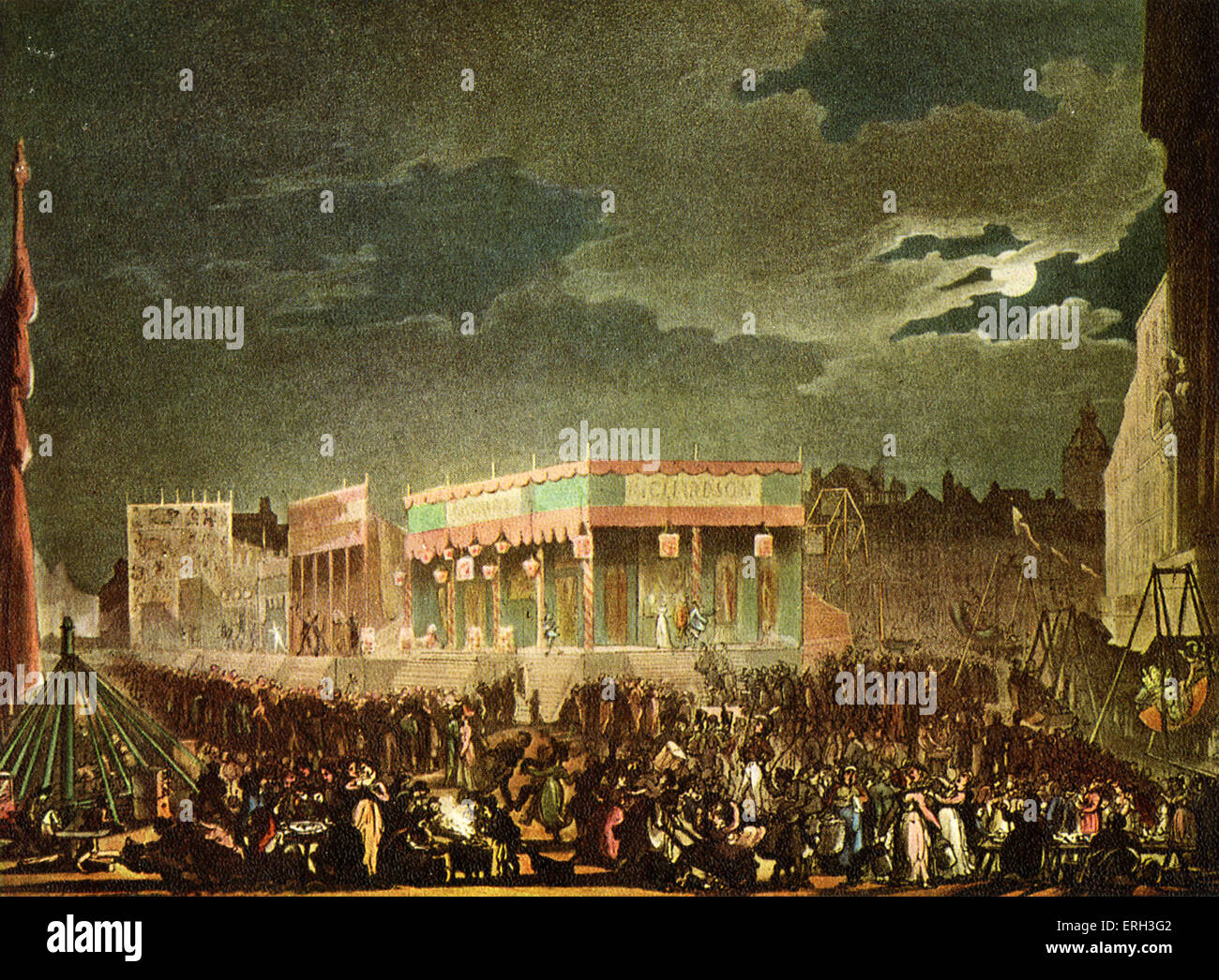 Bartholomew Fair as seen from the outside. Huge crowds. Engraving by ...