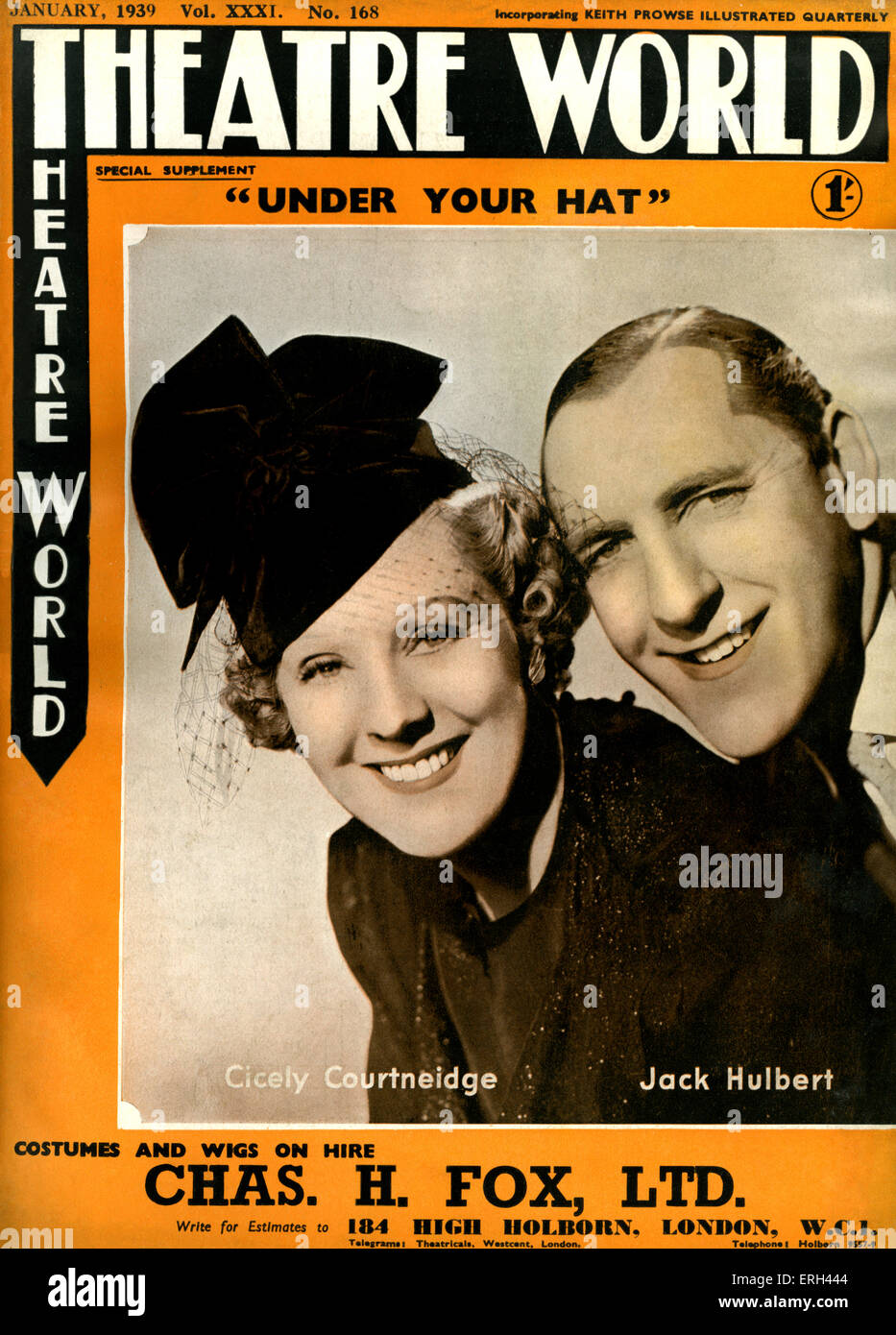 'Under Your Hat' Cover of 'Theatre World'. 1939. By Archie Menzies, Arthur Macrae and Jack ...