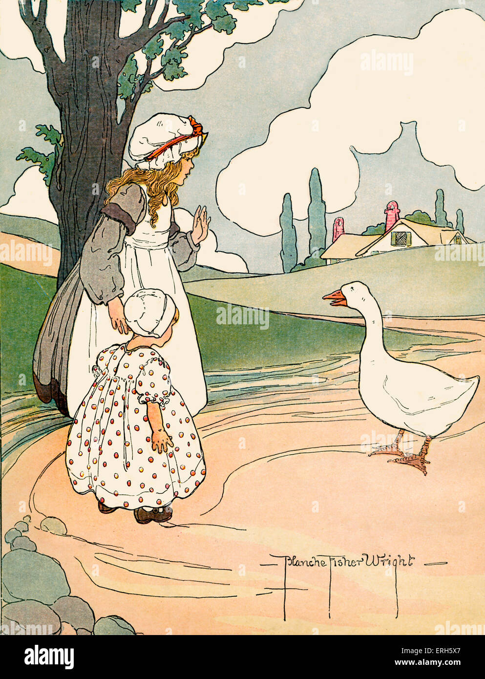 Goosey, Goosey, Gander, illustration by Blanche Fisher Wright (dates ...