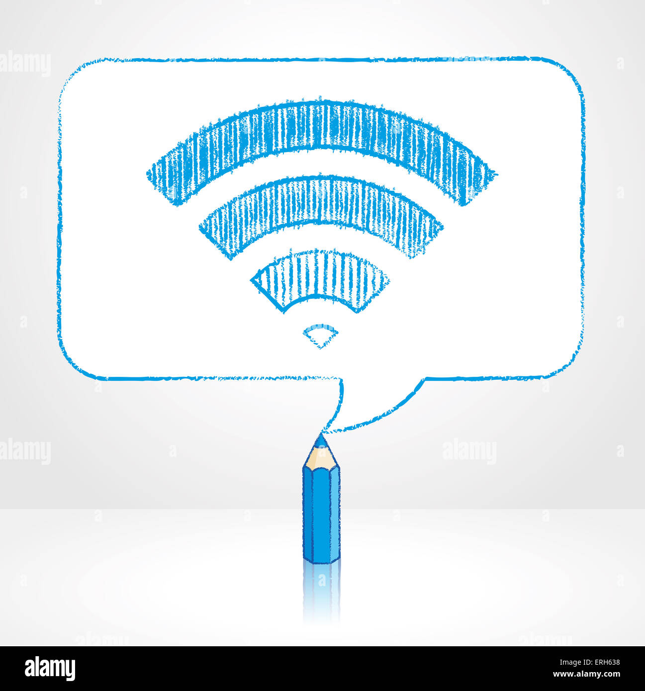 Blue pencil drawing wi fi icon hi-res stock photography and images - Alamy
