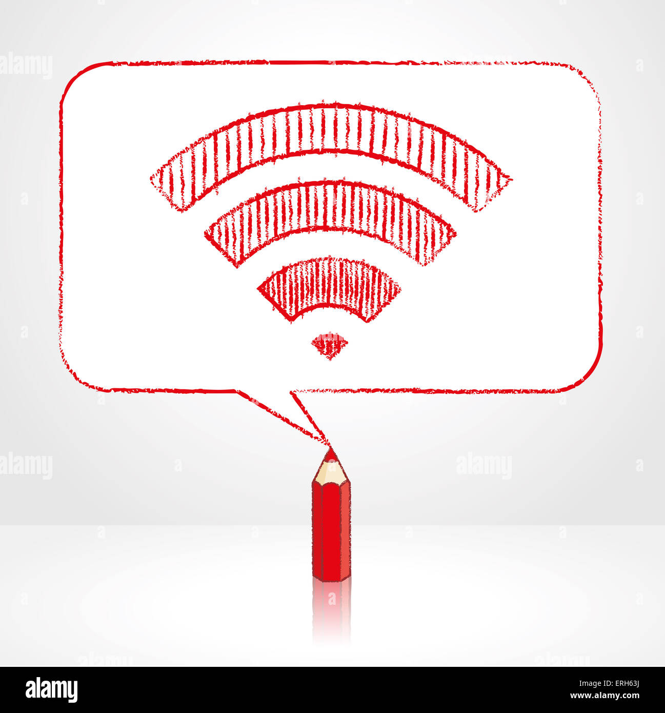 Red pencil drawing wi fi icon hi-res stock photography and images - Alamy