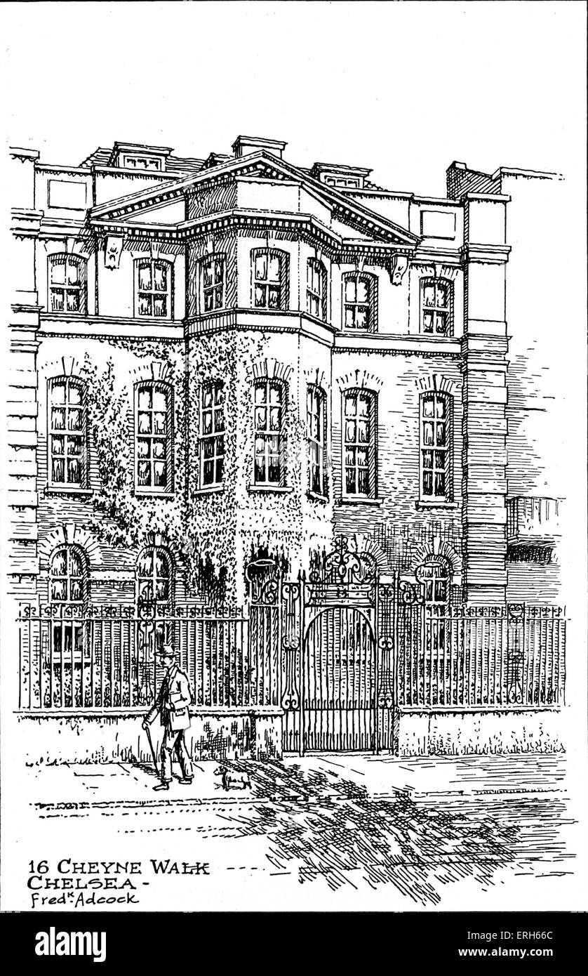 Dante Gabriel Rossetti's home in Chelsea, London, 16 Cheyne Walk, by ...