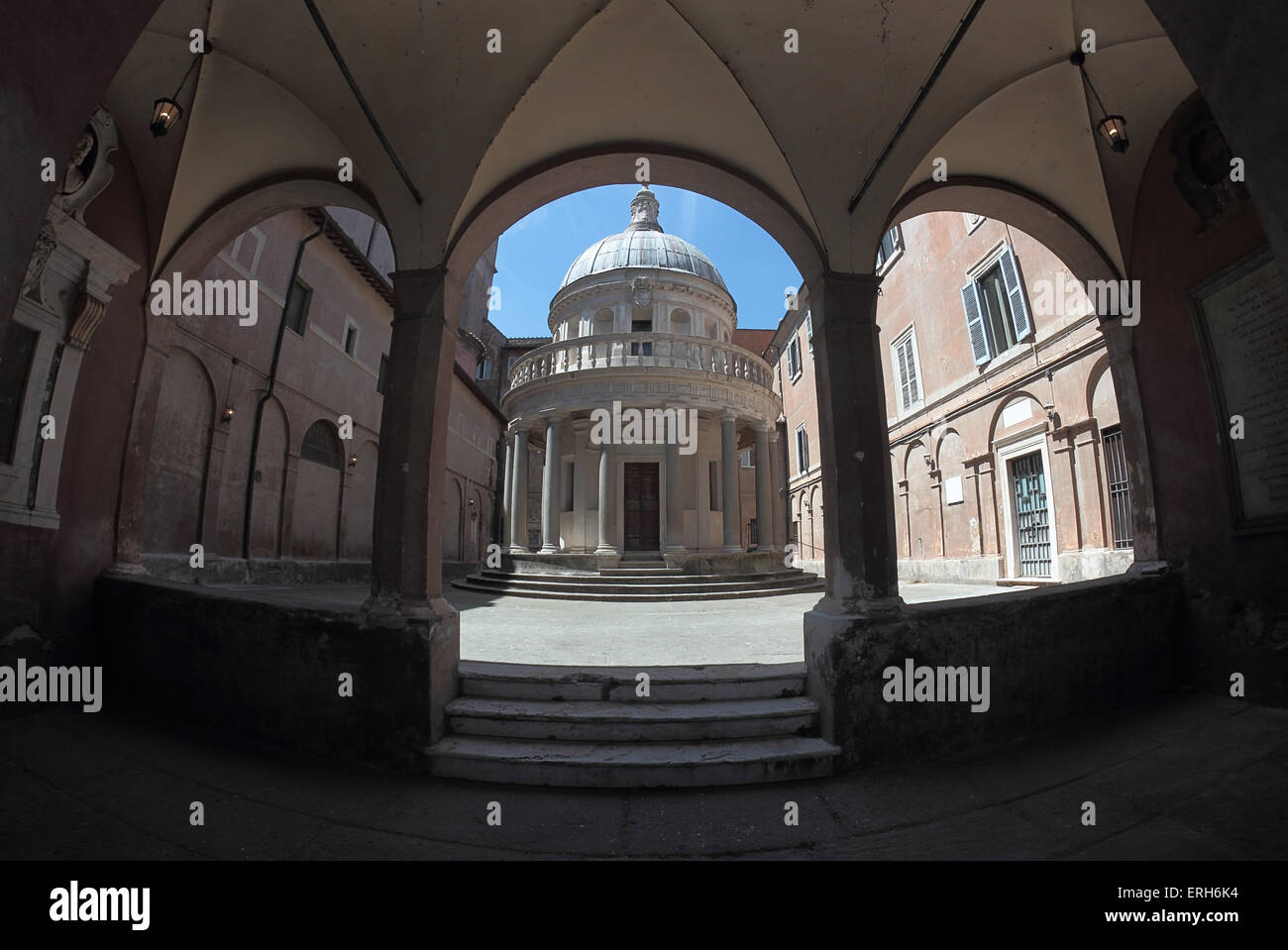 The "little temple" seen through the gate enclosing the courtyard at ...