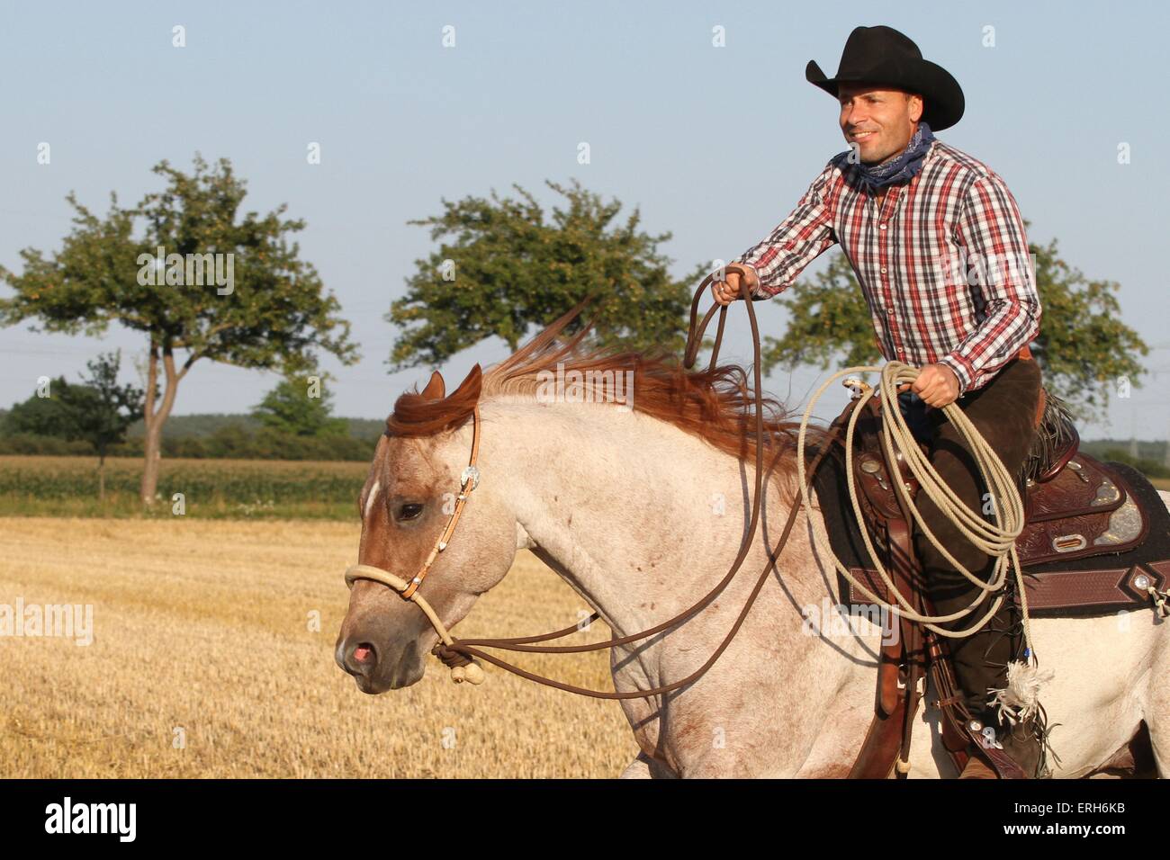 Side profile of a man riding a horse hi-res stock photography and ...